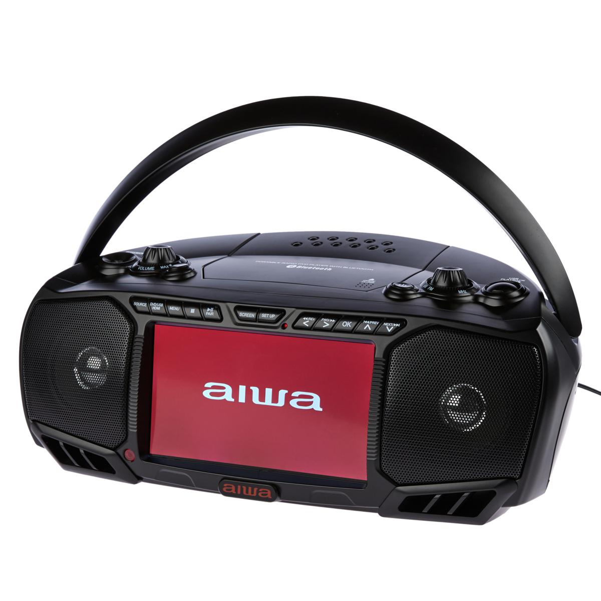 Aiwa 7" LCD Streaming, DVD, CD, FM Radio & Bluetooth Portable Boombox - 20617177 | HSN