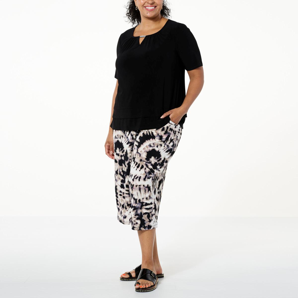 Nina Leonard 2-piece Crystal Detail Top and Cropped Pant Set - 20775737 ...