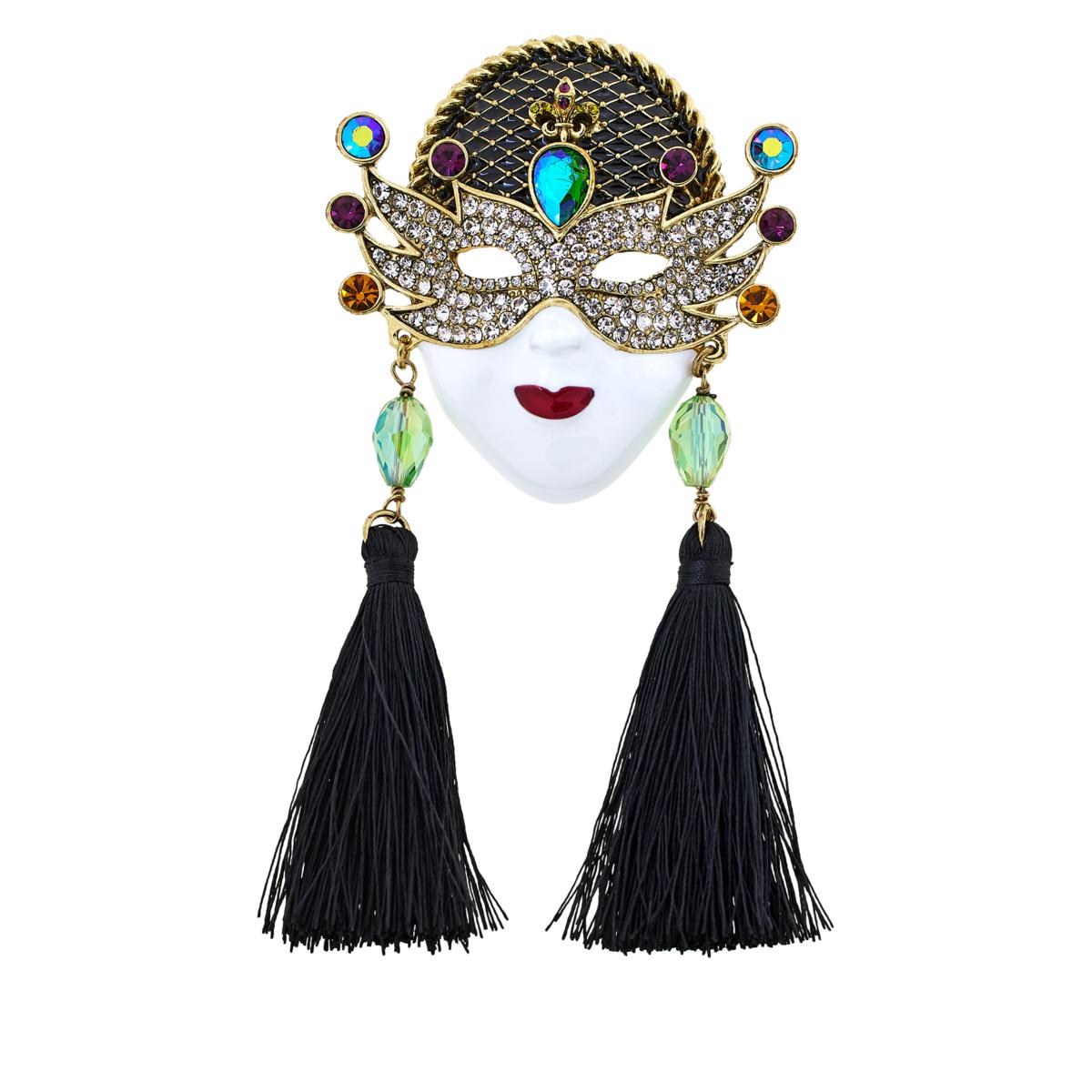 Heidi Daus "Artful Disguise" Crystal and Enamel Mask Pin/Pendant ...