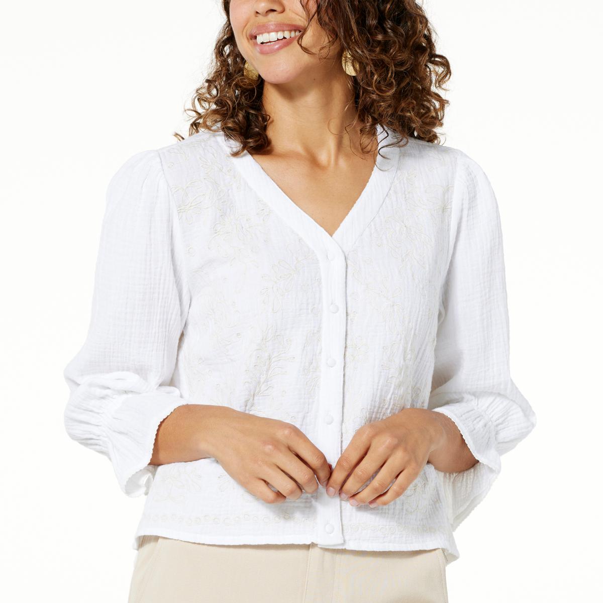 DG2 by Diane Gilman Signature Collection Embroidered Eyelet Blouse ...