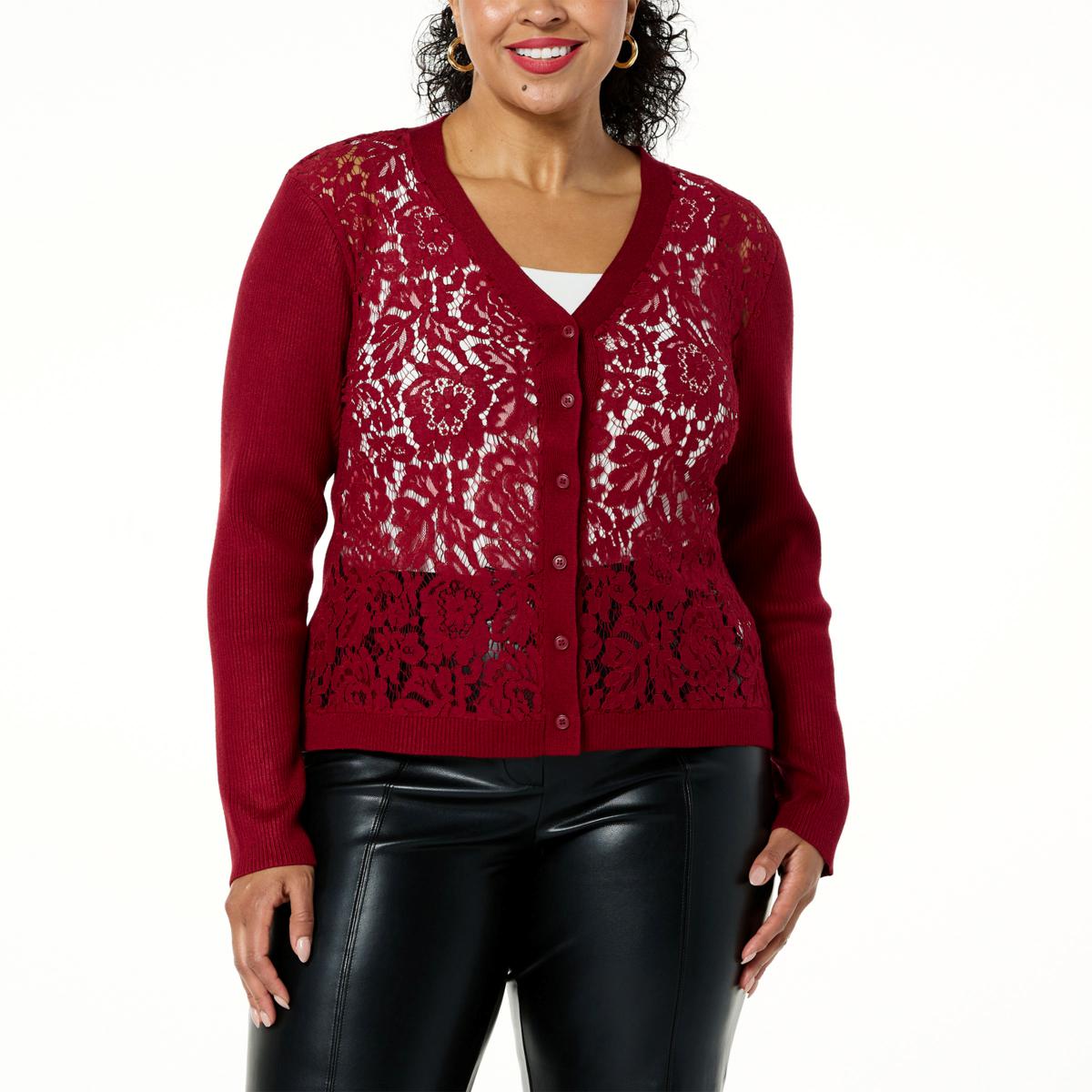 kathy ireland® Fashion 360 Lady Ann Lace Combo Cardigan | HSN