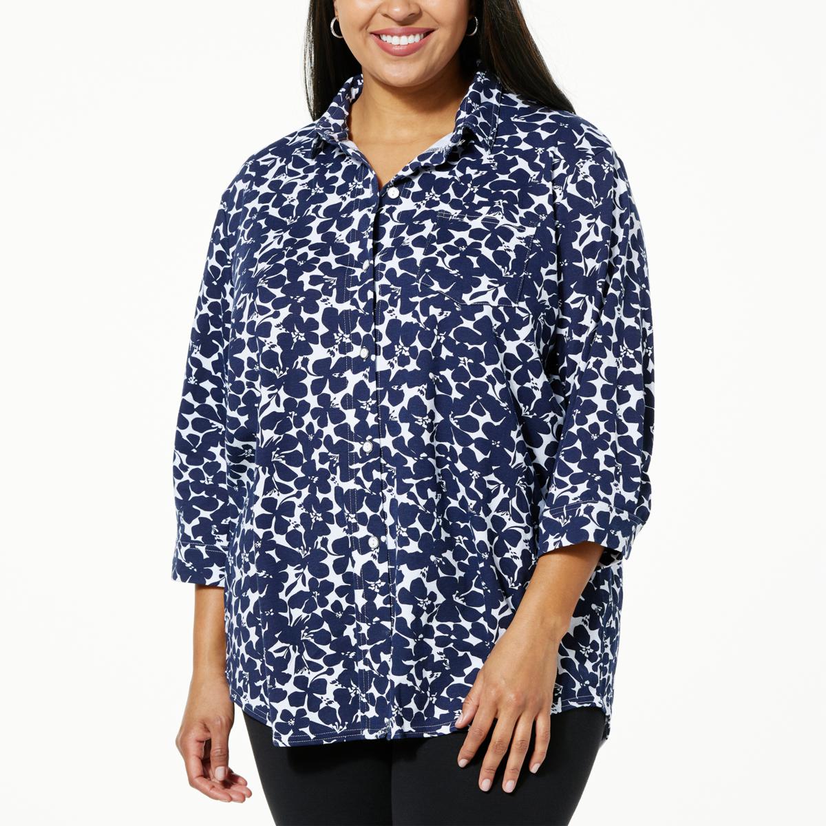 HUE Spring Button-Down Nap Shirt - 21619694 | HSN