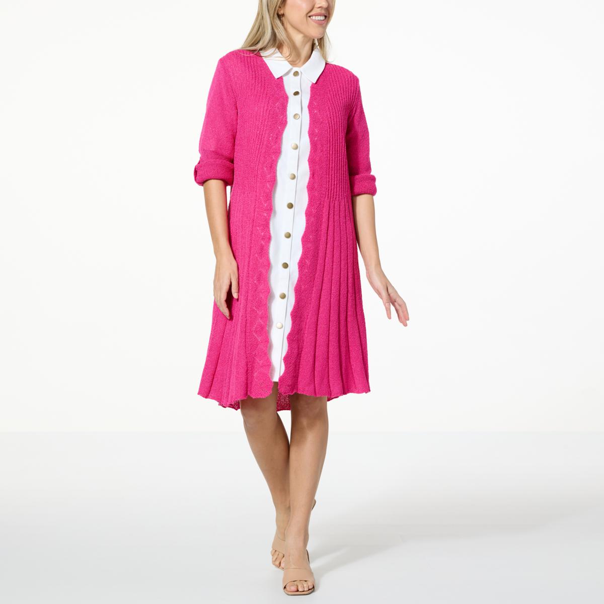 Nina Leonard Roll Tab Sleeve Ribbed Sweater Cardigan - 21766794 | HSN