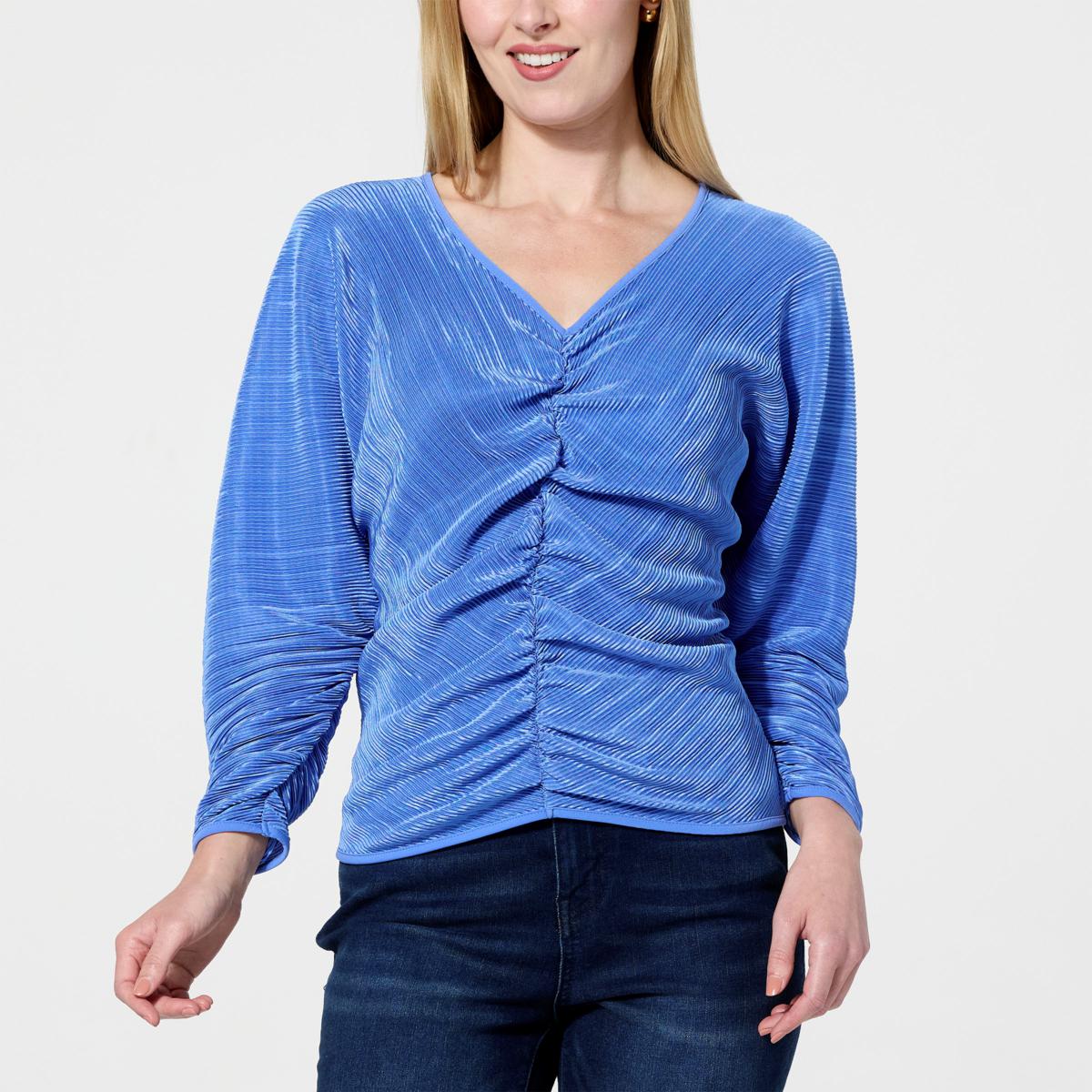 Colleen Lopez Long Sleeve Ruched Front Top | HSN