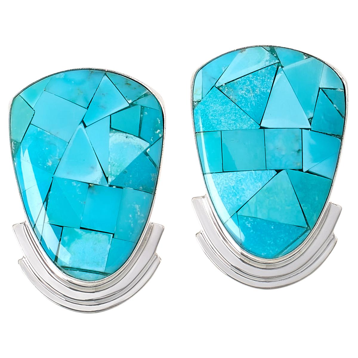 "As Is" Jay King Sterling Azure Peaks Turquoise Doublet Stud Earrings | HSN