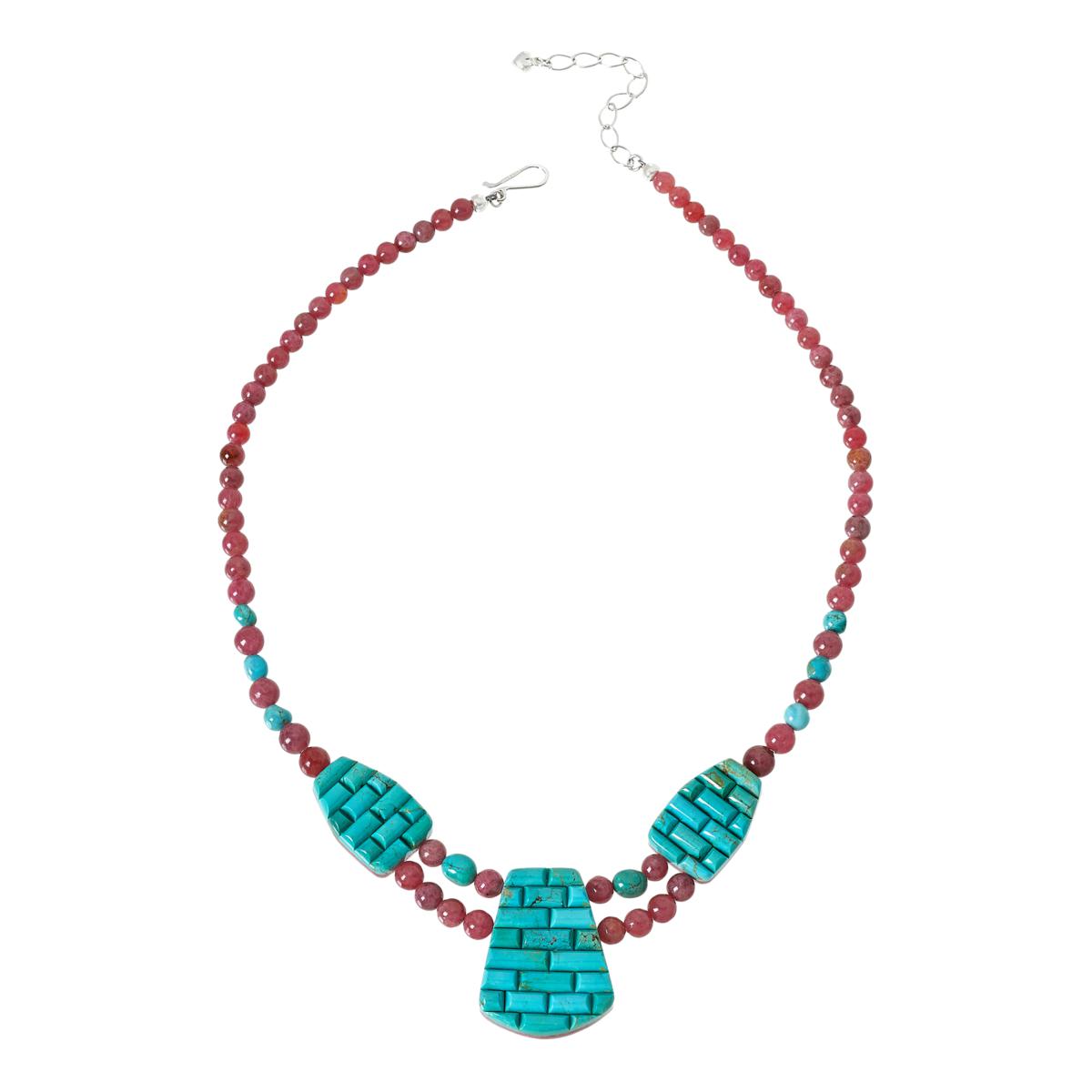 Jay King Rose Rhodonite and Chilean Turquoise Reversible Necklace | HSN