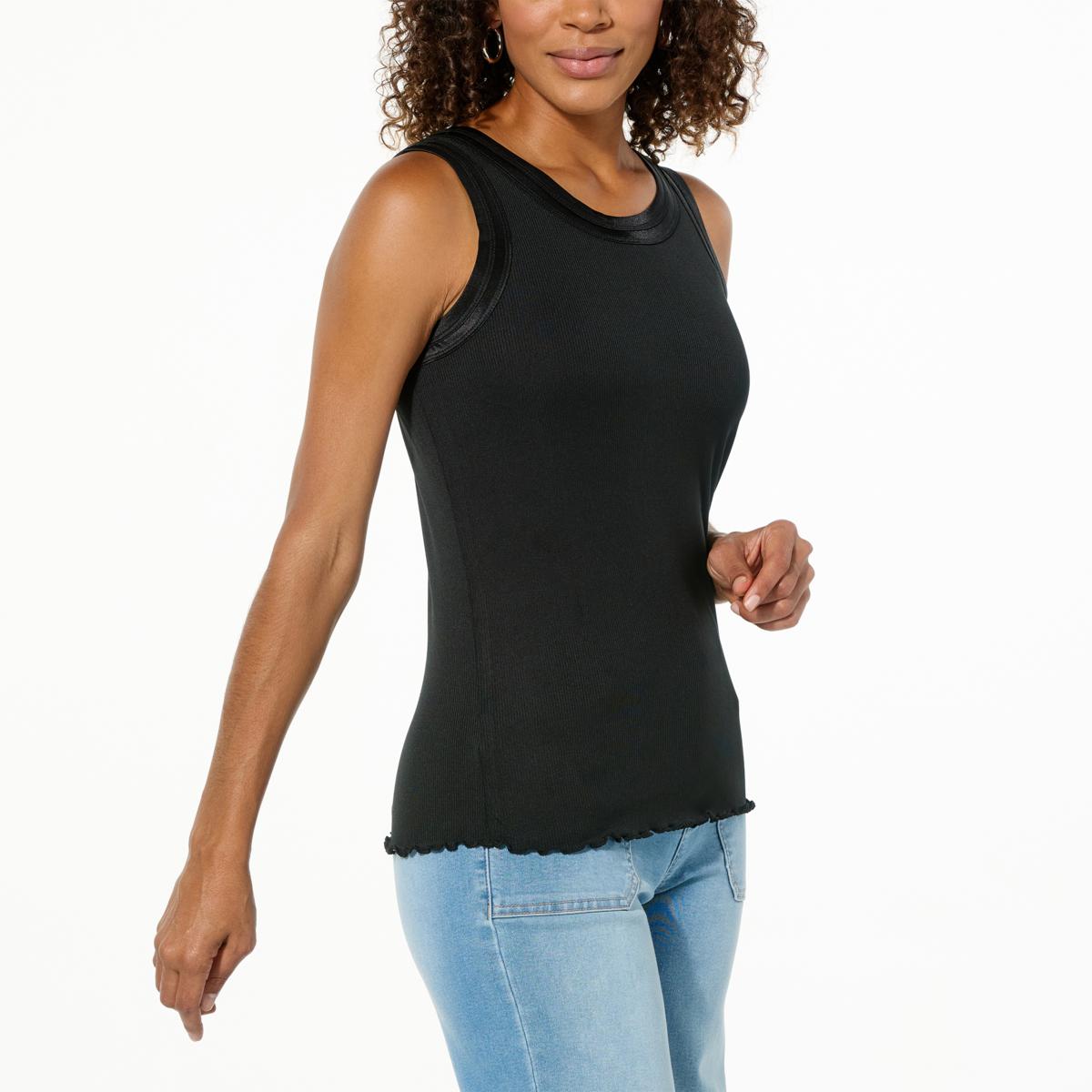 G by Giuliana Scoop-Neck Tank with Lettuce Edge Hem - 22507111 | HSN