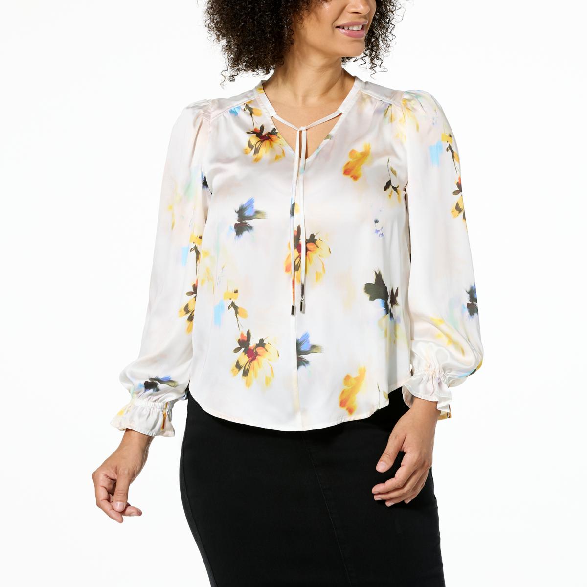 DG2 by Diane Gilman Just Like Silk V-Neck Peasant Blouse - 22557235 | HSN
