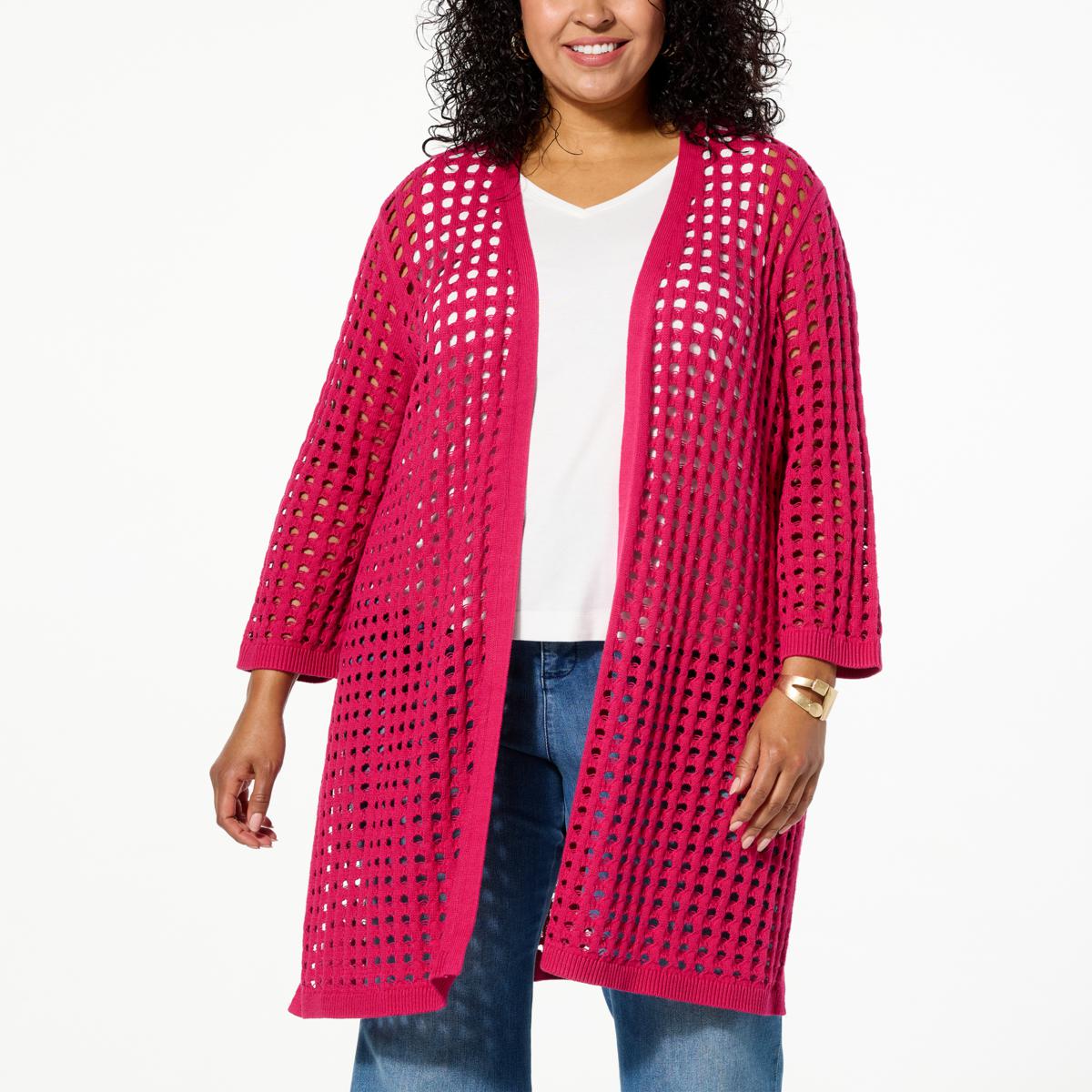 WynneLayers Holey Stitch 3/4-Sleeve Duster | HSN
