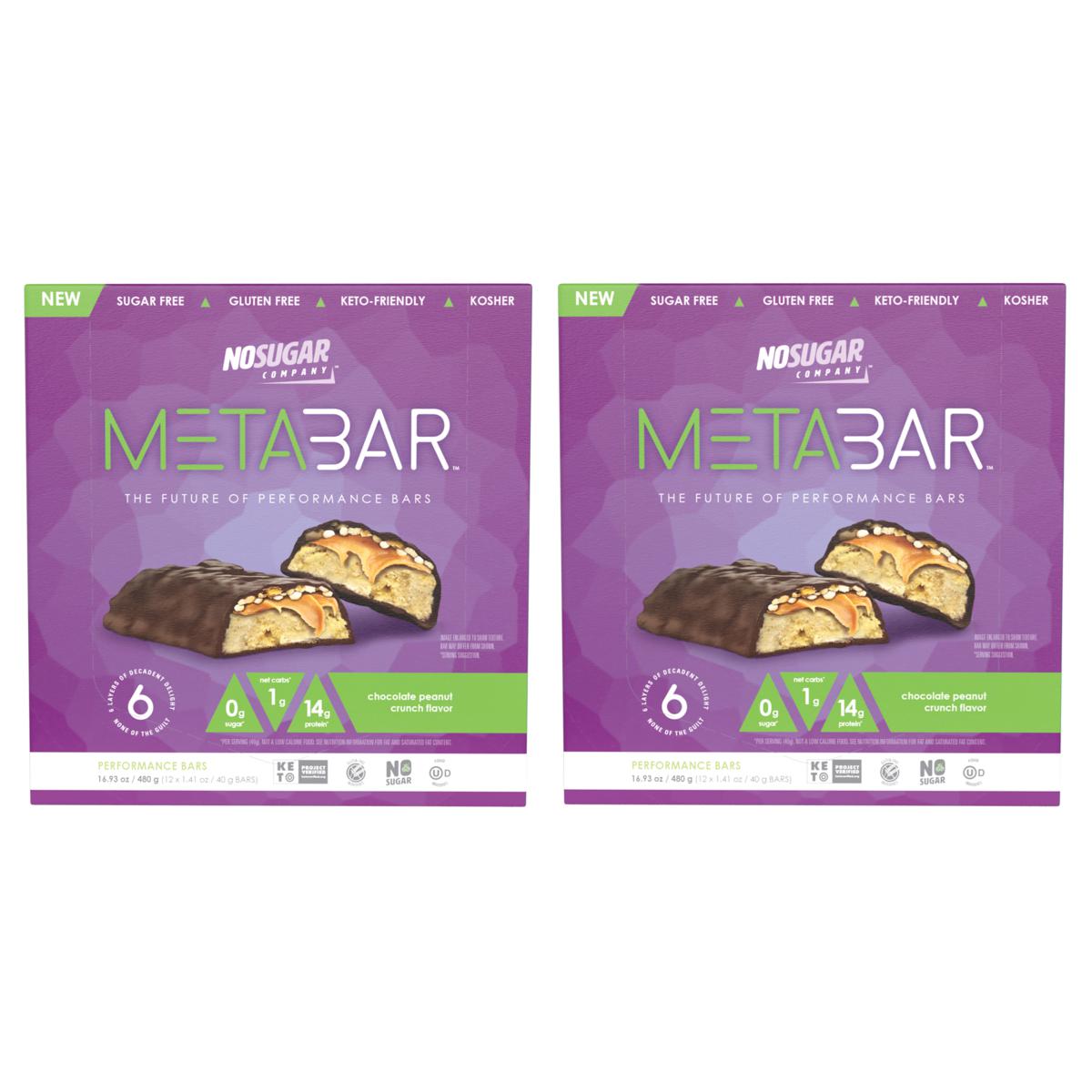 No Sugar Company 24ct Choc Peanut Crunch Keto-Friendly Protein Metabar ...