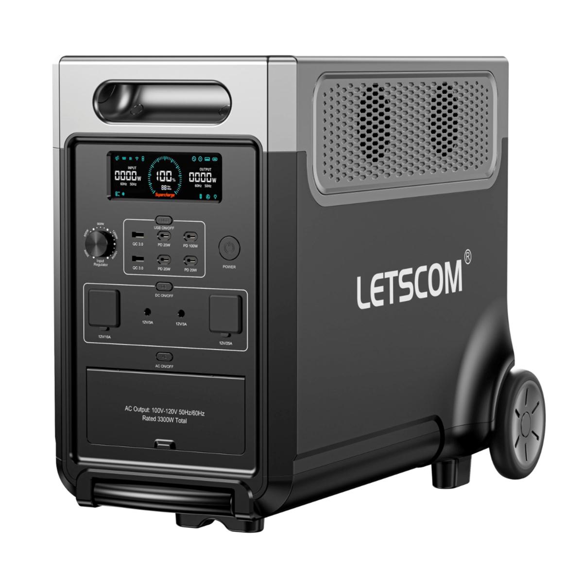 Letscom 3800Wh Power Station with 200W Solar Panel Option - 10092793 | HSN