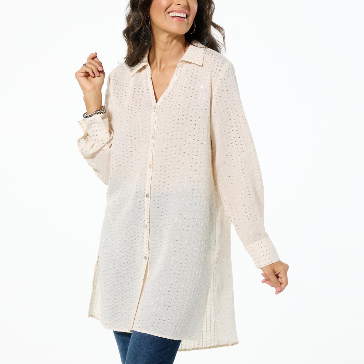 Colleen Lopez Button-Front Sequin Tunic | HSN