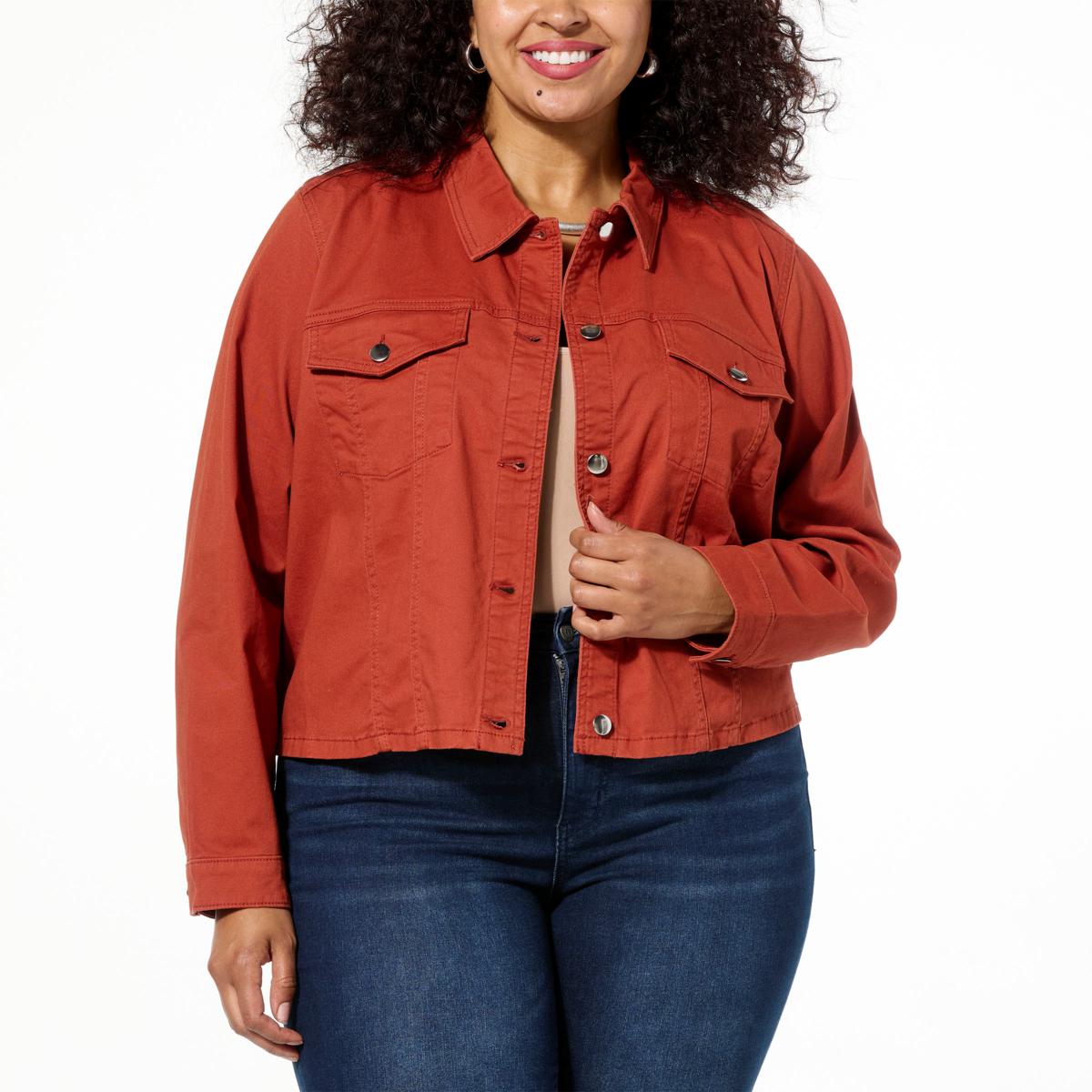 IMAN Global Chic Cropped Denim Jacket with Back Elastic | HSN