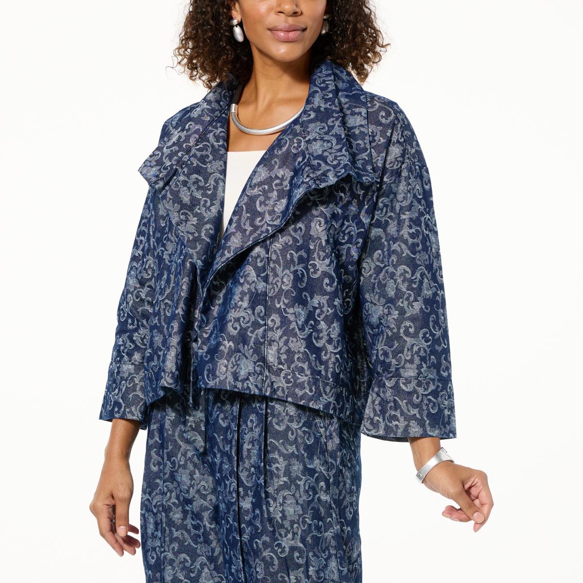 WynneCollection Metallic Denim Jacquard Jacket | HSN