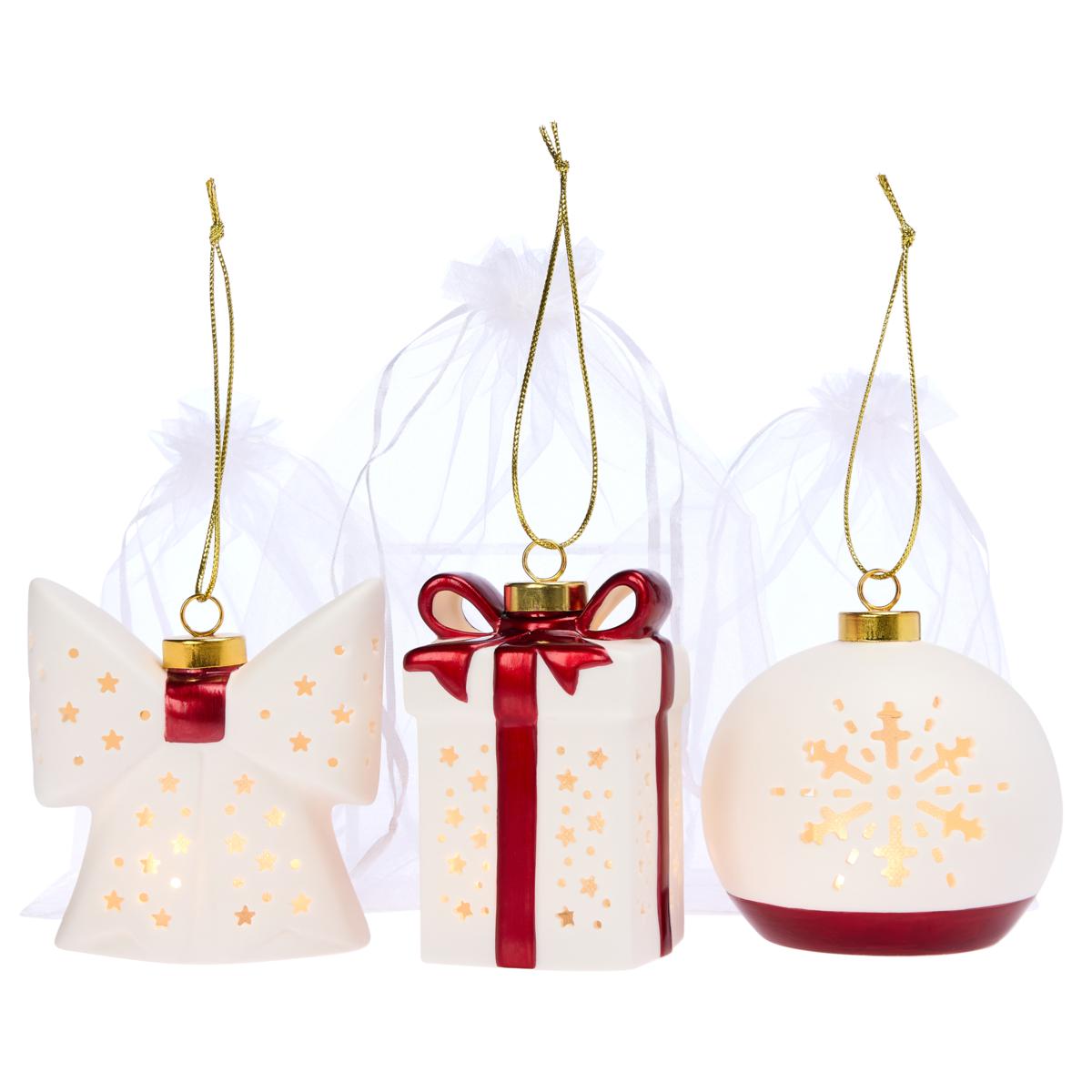 Winter Lane 3-Piece Translucent Porcelain Ornament Set w/Gift Bags | HSN