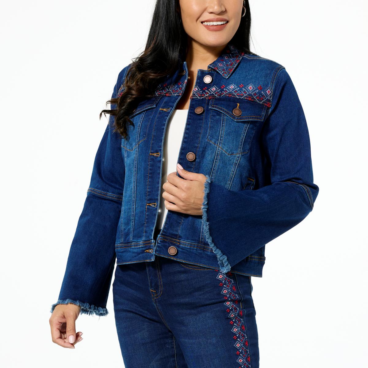 DG2 by Diane Gilman New Classic Stretch Denim Embroidered Jean Jacket | HSN