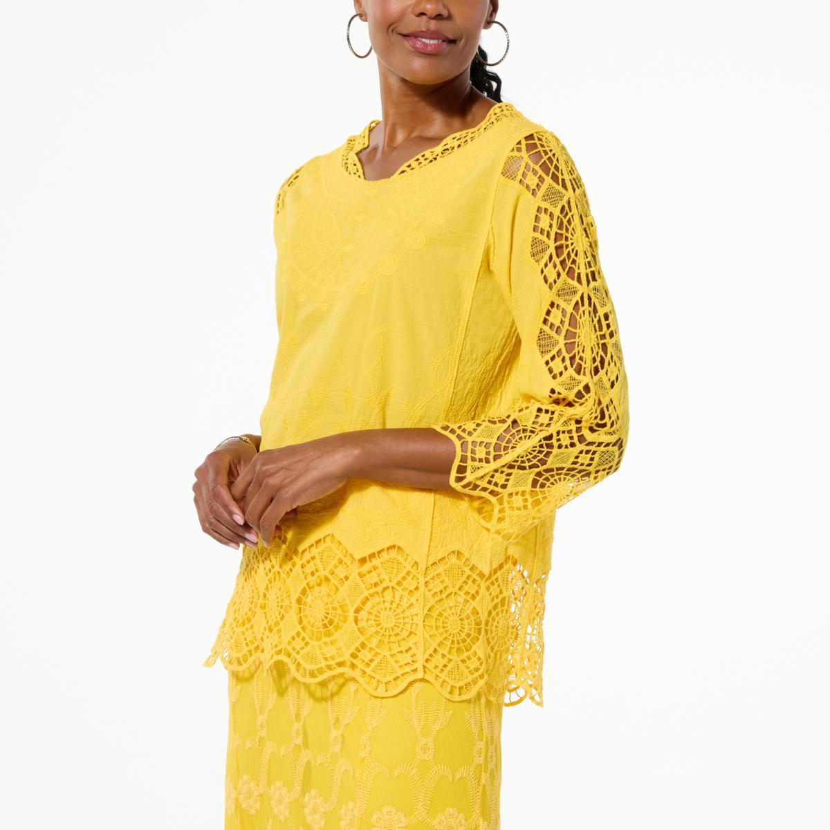 Antthony Embroidered Crochet Detail Woven Tunic | HSN