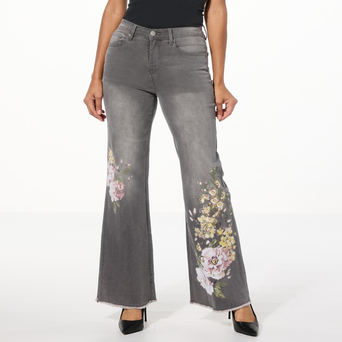 "As Is" DG2 by Diane Gilman New Stretch Embroidered Wide-Leg Jean | HSN
