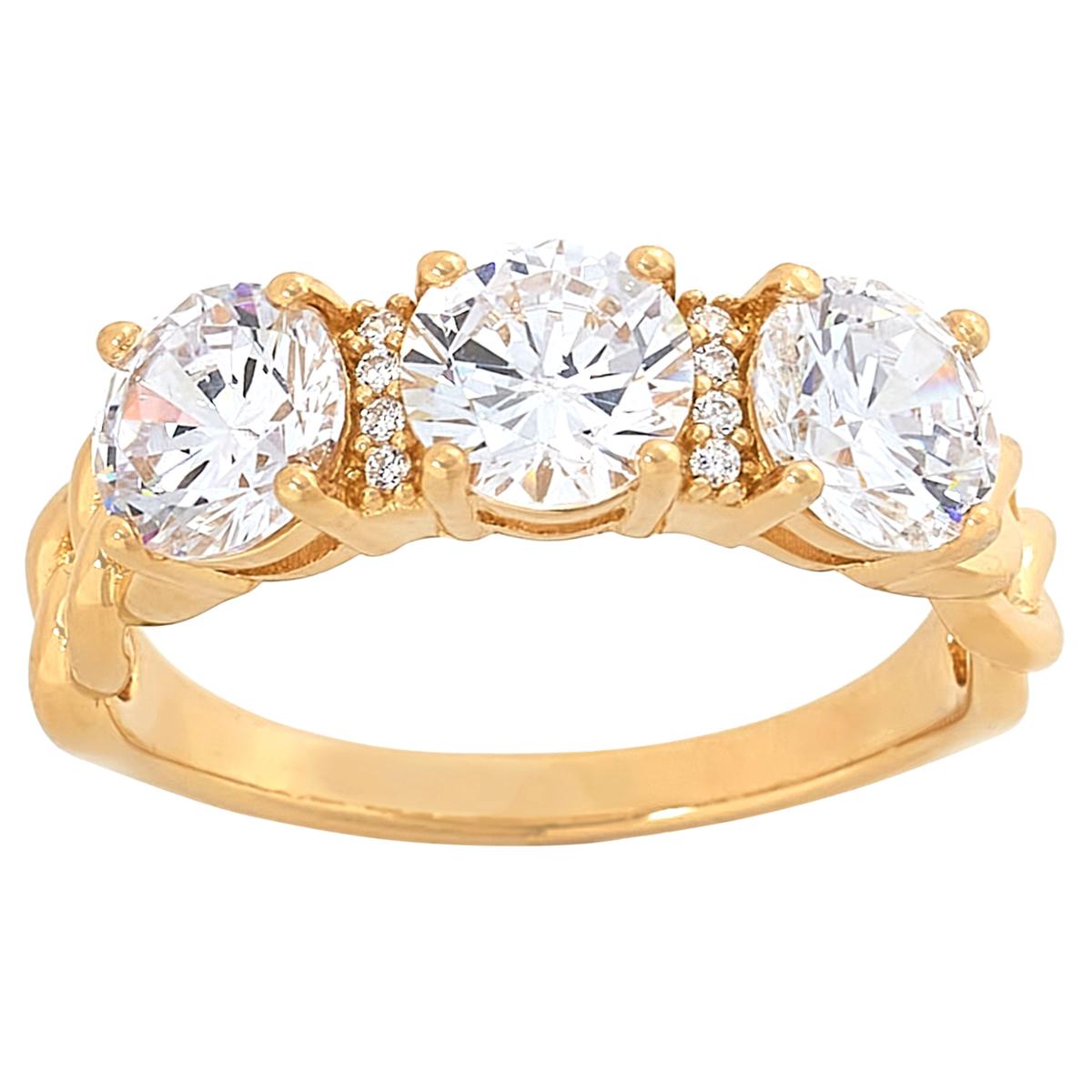 Radiance by Absolute™ Sterling Silver Round 3-Stone Pavé Band Ring ...