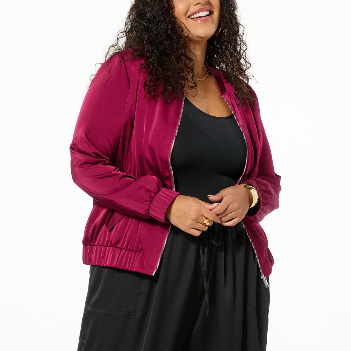 Jaclyn Smith Zip-Front Bomber Jacket | HSN