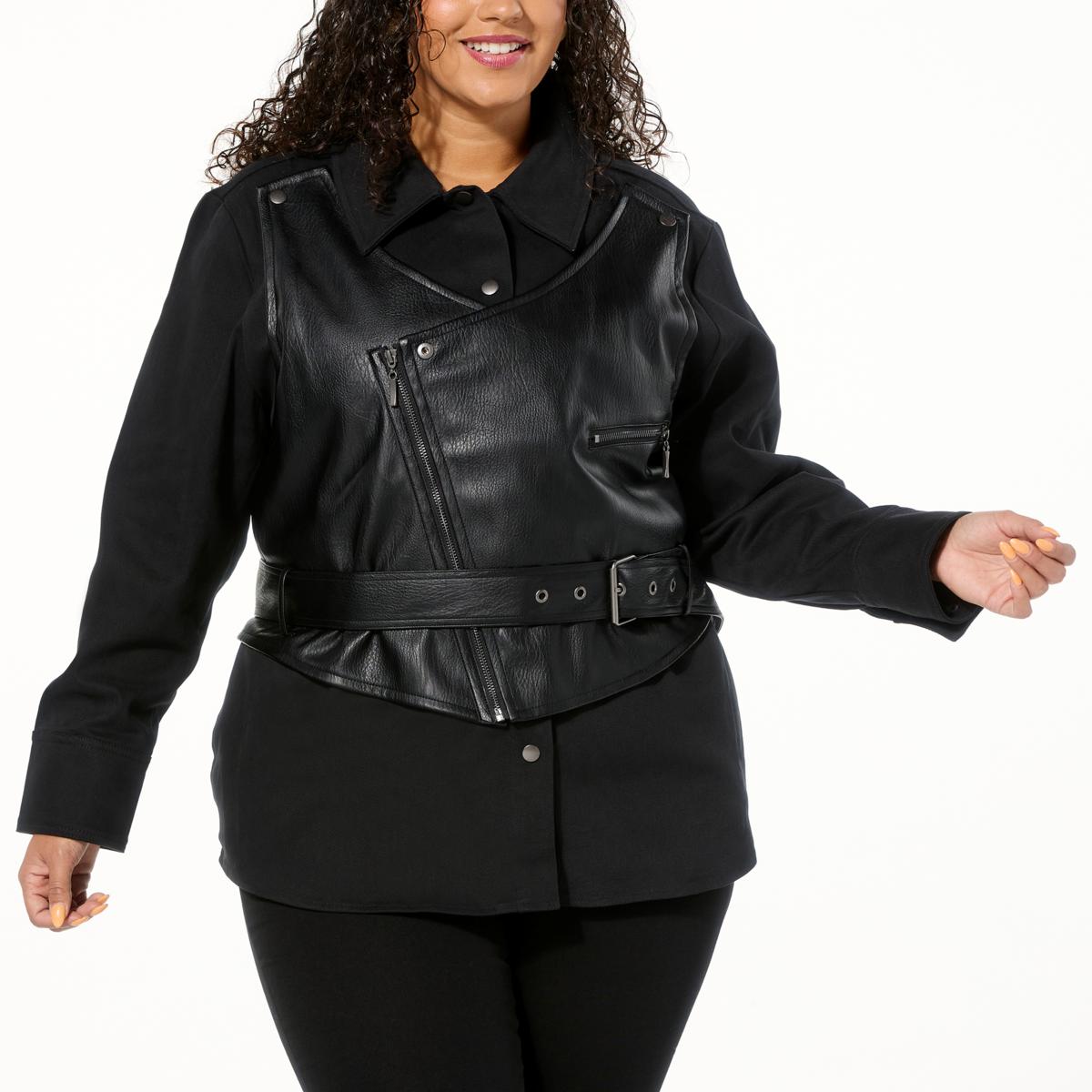 WynneLayers Mixed Media Hybrid Moto Jacket | HSN