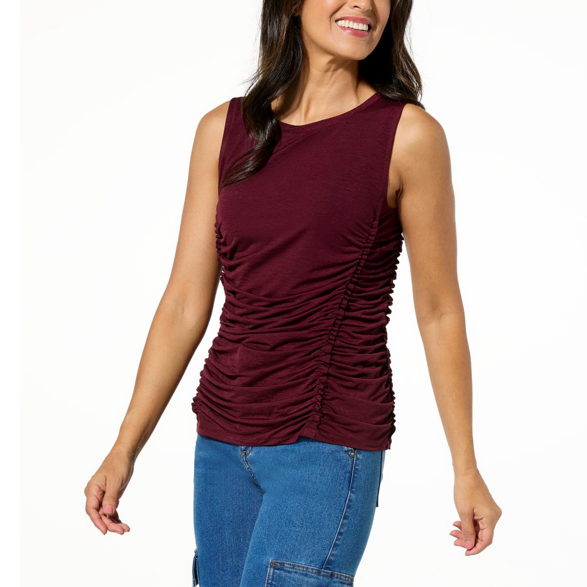Colleen Lopez Solid Knit Ruched Tank Top | HSN