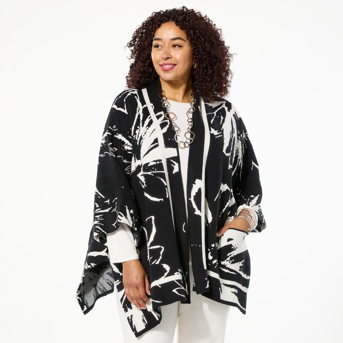 WynneCollection SoftKNIT Floral Jacquard Kimono Topper | HSN