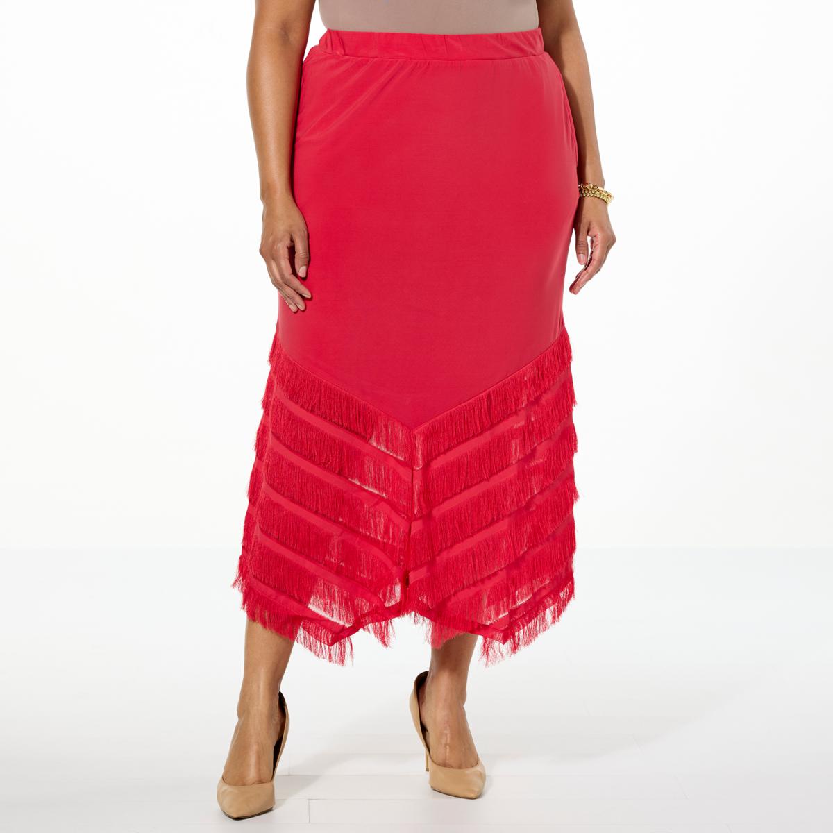 "As Is" Antthony Handkerchief-Hem Maxi Skirt with Eyelash Trim | HSN
