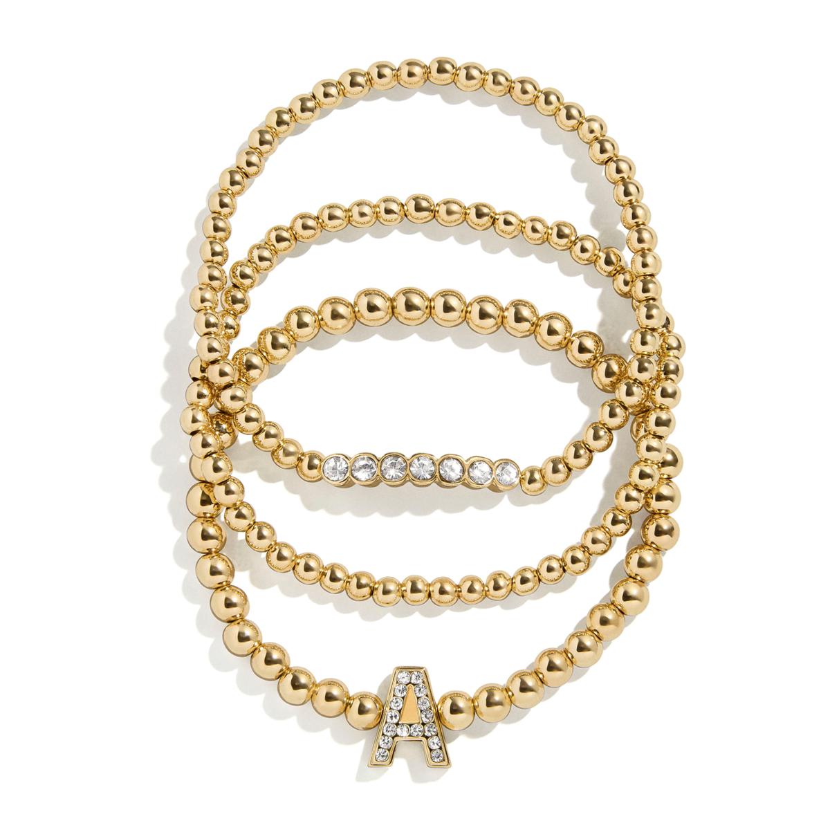 BAUBLEBAR Pavé Initial Pisa Stretch Bracelet 3-piece Set | HSN