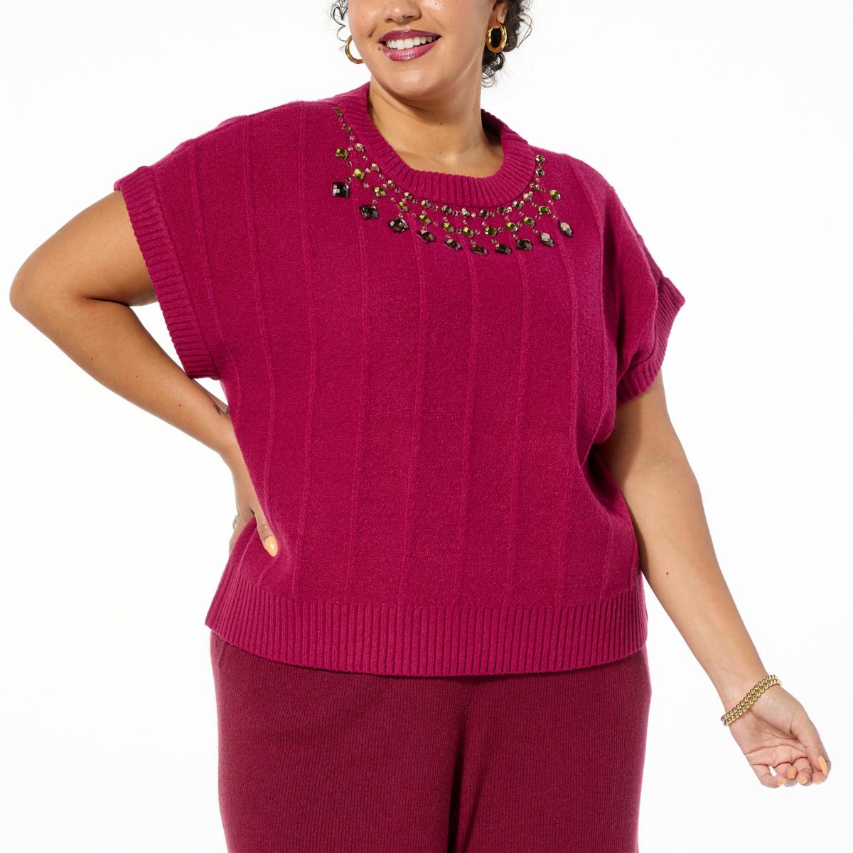 LB70 by Lloyd Boston Glimmer & Go Boxy Jeweled Sweater - 23281314 | HSN