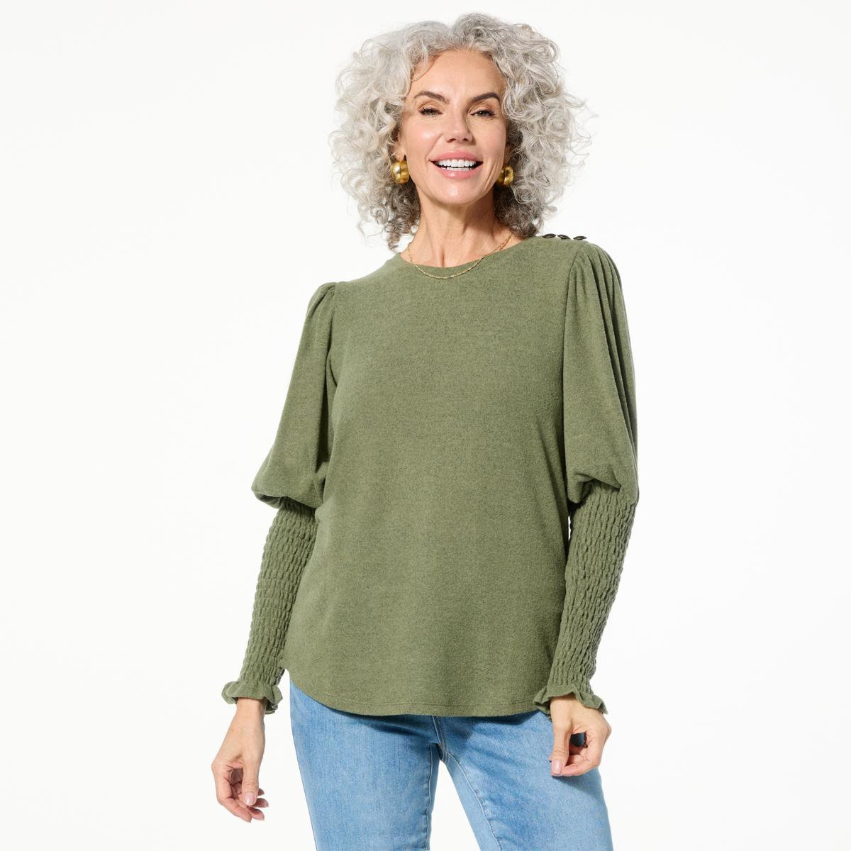 DG2 by Diane Gilman Brushed Sweater Knit Juliet-Sleeve Top - 23282565 | HSN