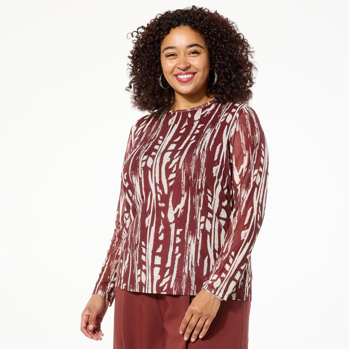 GREY by Jhoan Sebastian Grey Layered Mesh Printed Top - 23282804 | HSN