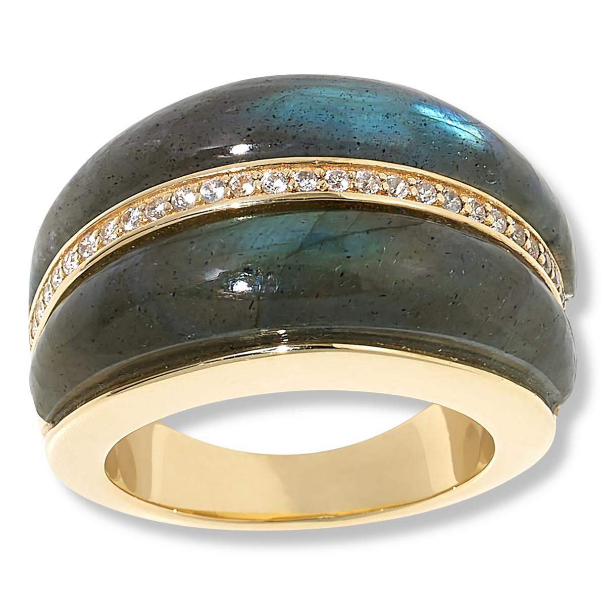 Rarities Labradorite and White Zircon Gold-Plated Sterling Silver Ring ...