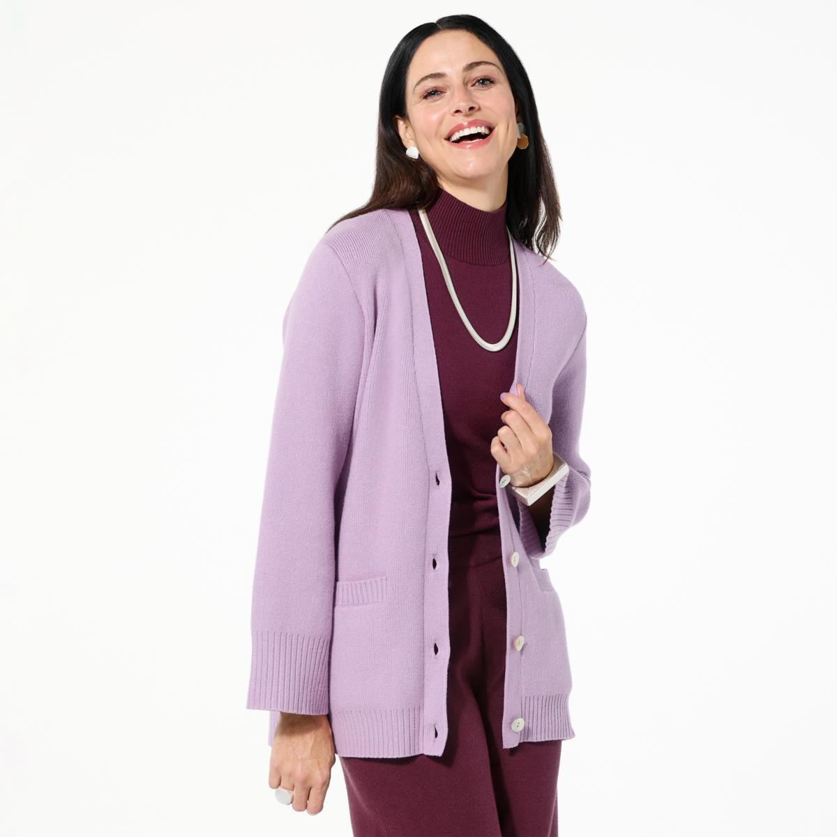 WynneLayers Button-Front Rounded Sleeve Cardigan with Shaping | HSN