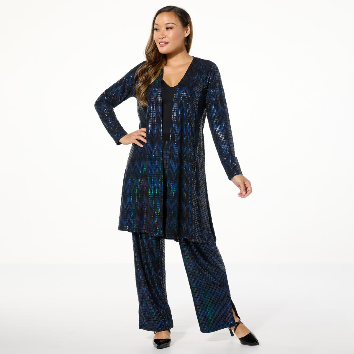 IMAN Global Chic Open Front Sequin Duster Cardigan | HSN