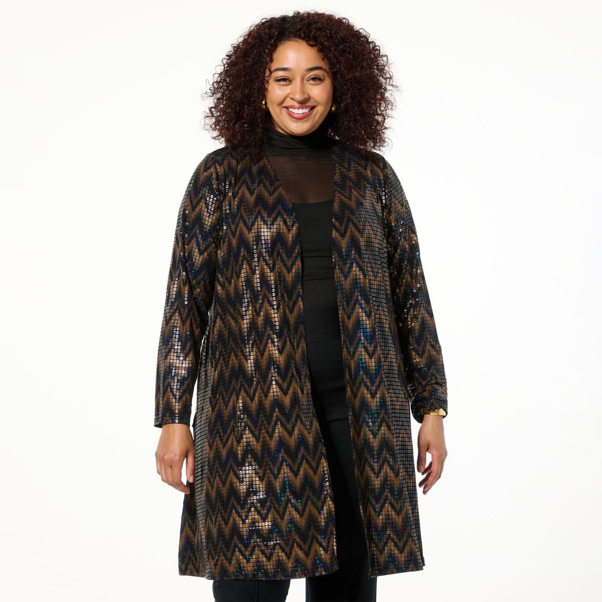 IMAN Global Chic Open Front Sequin Duster Cardigan | HSN