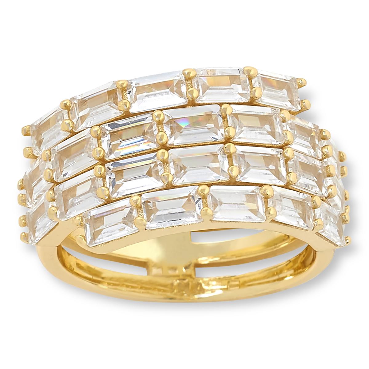 "As Is" Radiance by Absolute™ 3.98ctw Emerald Cut 4-Row Ring | HSN