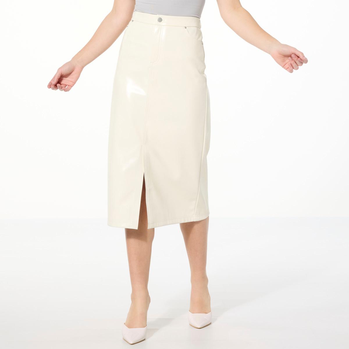 "As Is" Colleen Lopez Faux Leather Midi Pencil Skirt | HSN
