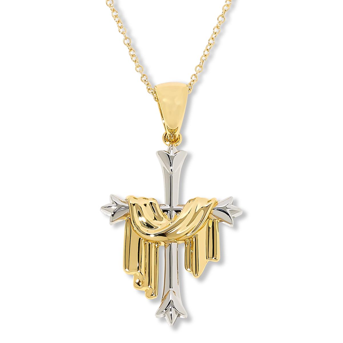 Bellezza Bronze Polished 2-Tone Shrouded Cross Pendant with 18" Chain ...