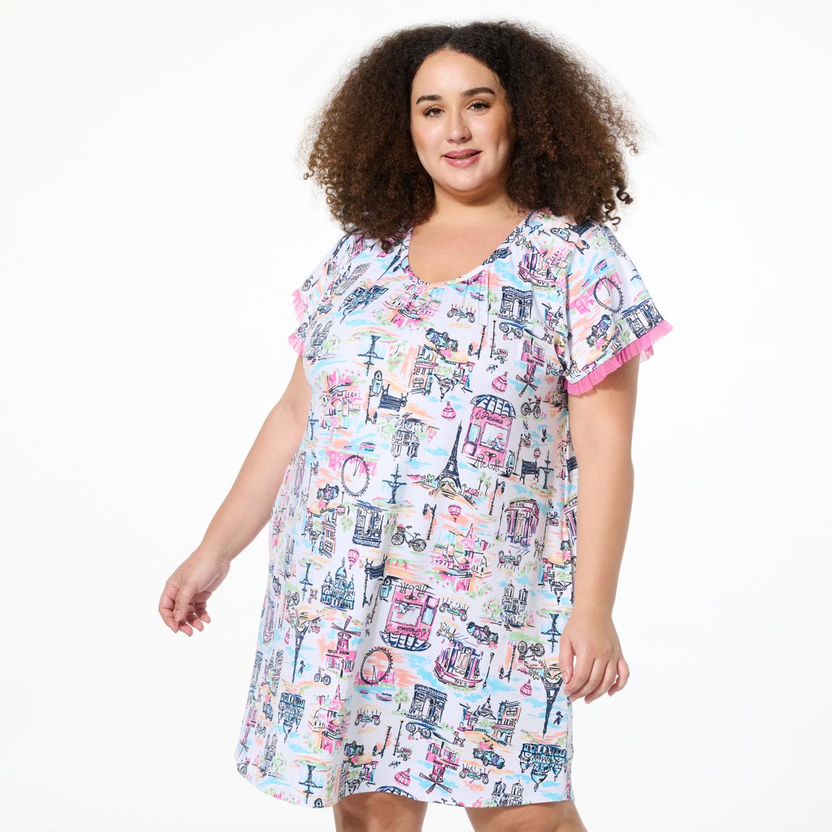 Comfort Code Peached Jersey Knit Printed Sleep Dress | HSN