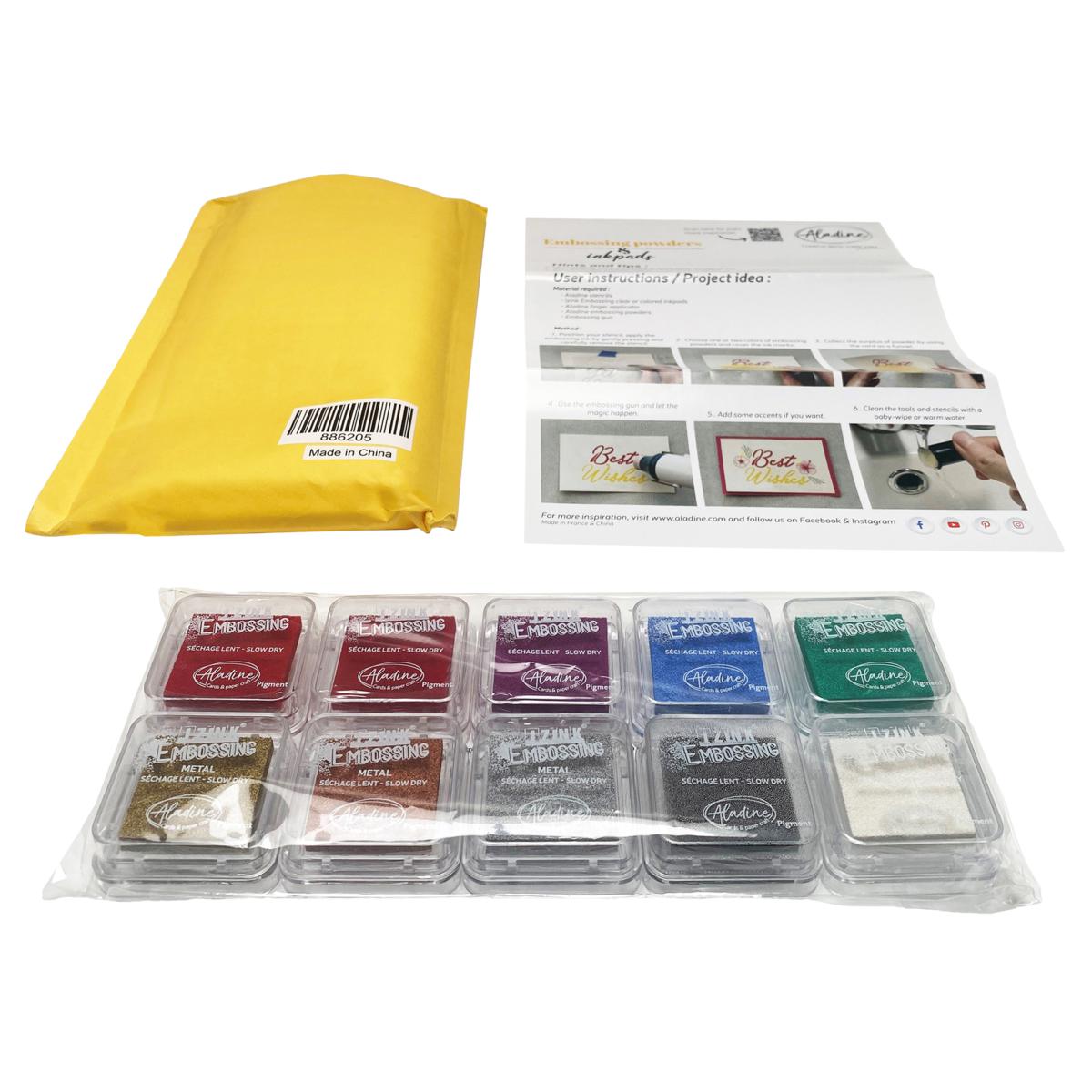 "As Is" Aladine Izink 3D Embossing Ink Pad Kit | HSN