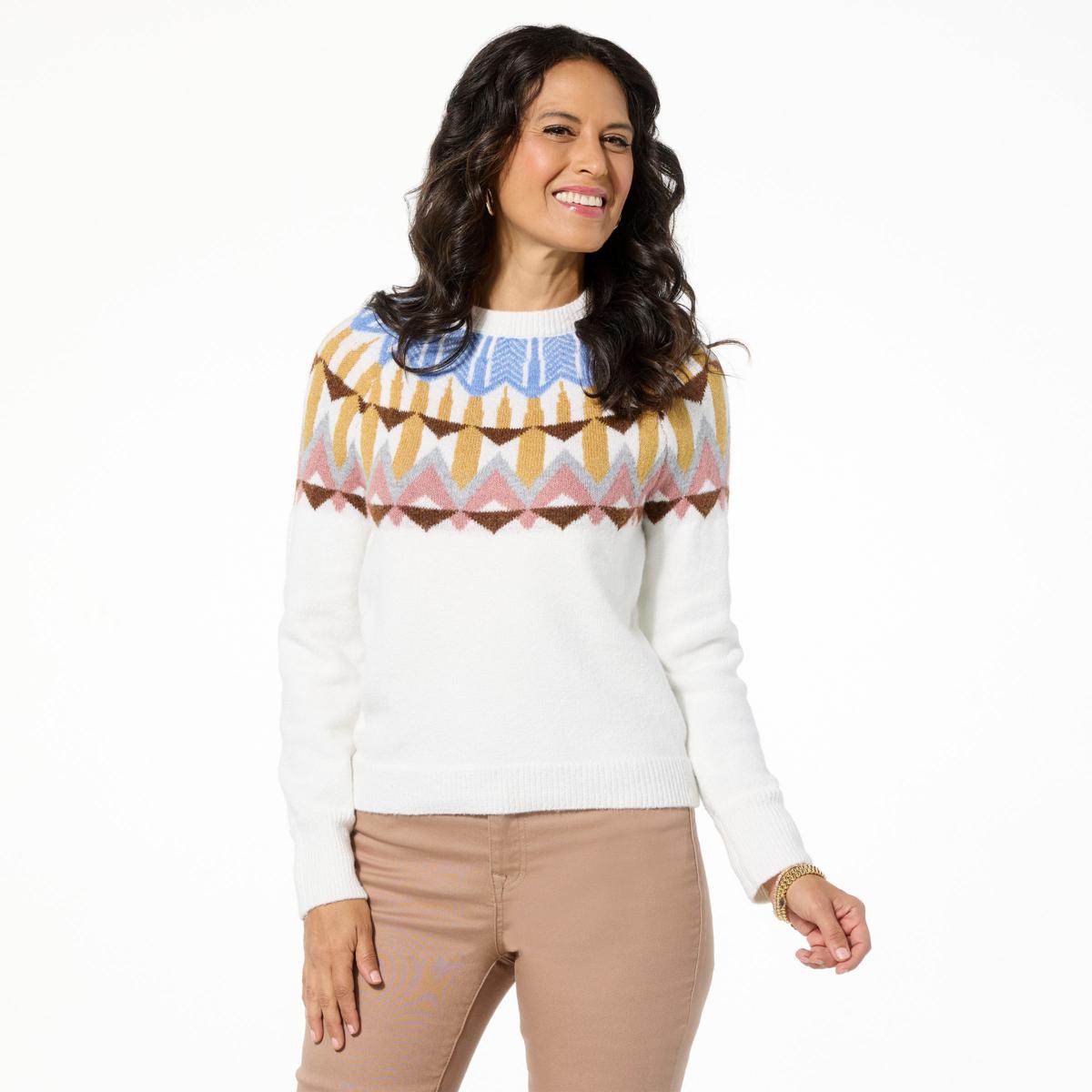 DG2 by Diane Gilman Melange Yarn Fair Isle Pullover Sweater | HSN