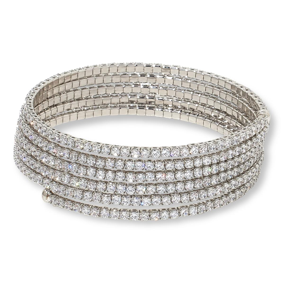 Radiance by Absolute™ 25.50ctw Simulated Diamond Coiled Wrap Bracelet ...