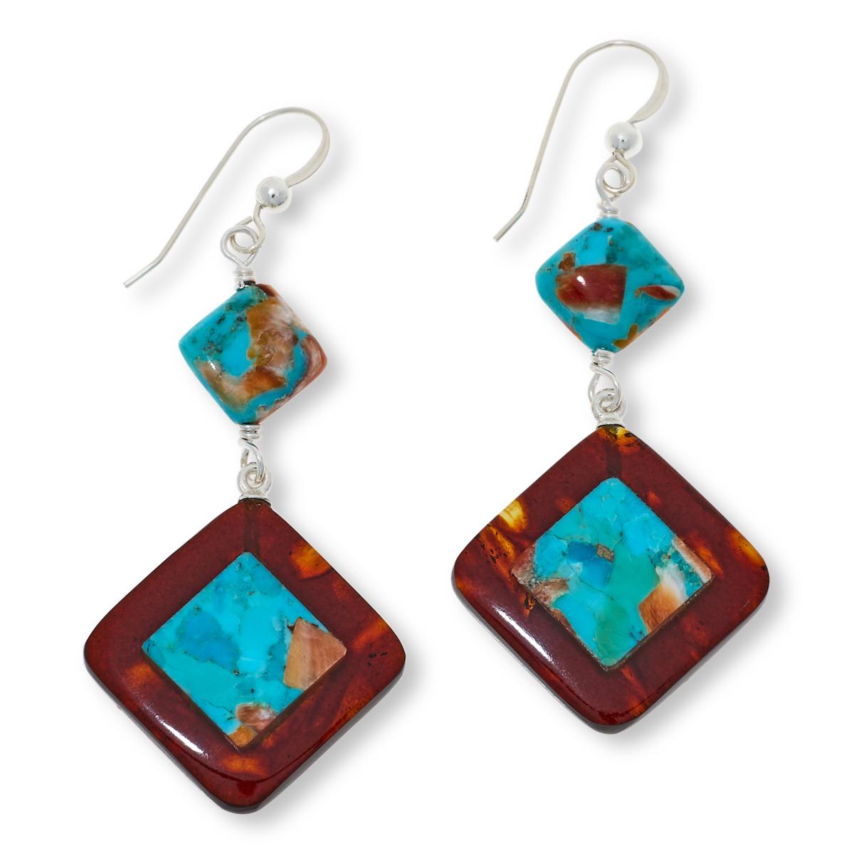 Jay King Sterling Silver Multi-Stone Inlay Drop Earrings - 23378230 | HSN