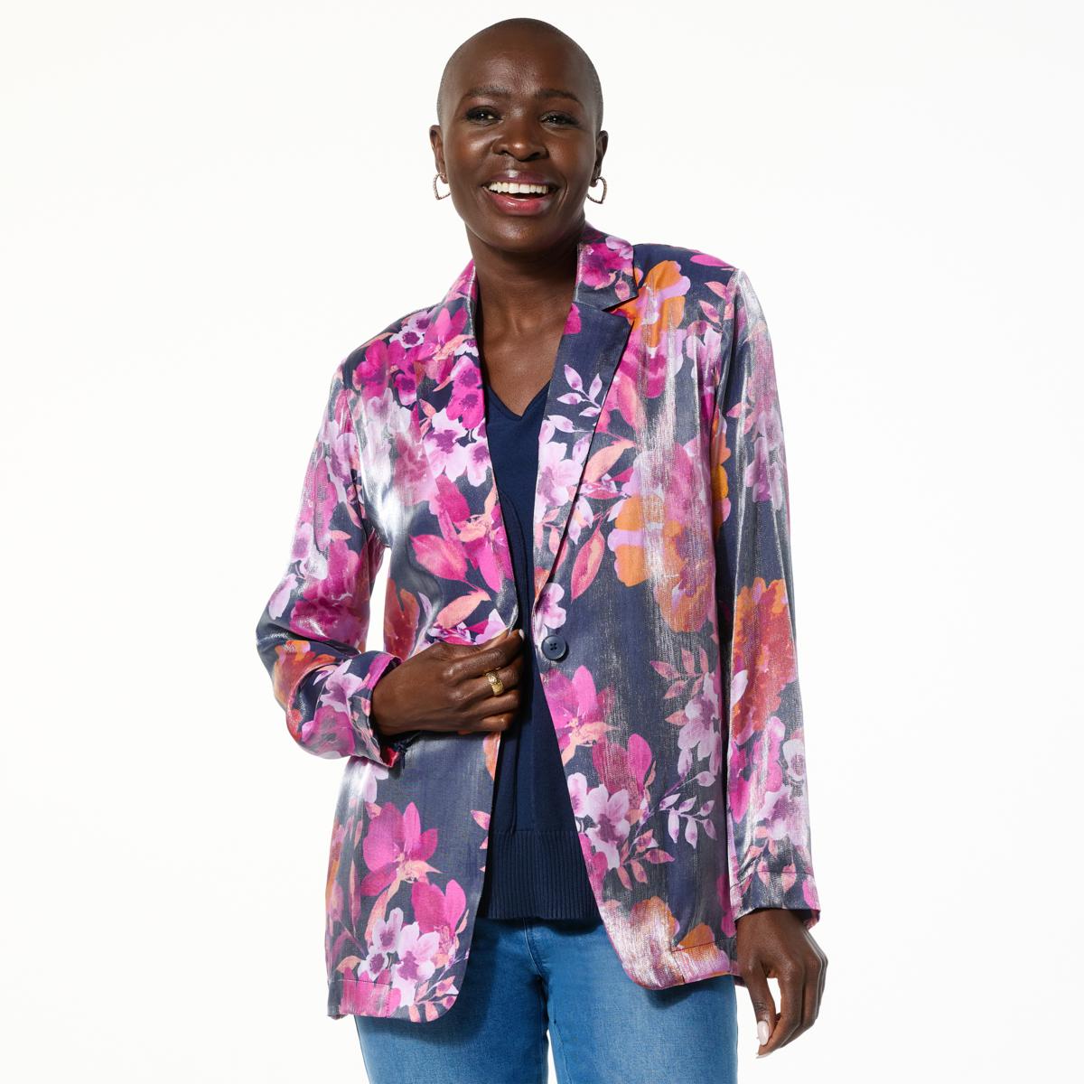 Colleen Lopez Woven Blazer with Zippered Sleeve Detail - 23379411 | HSN