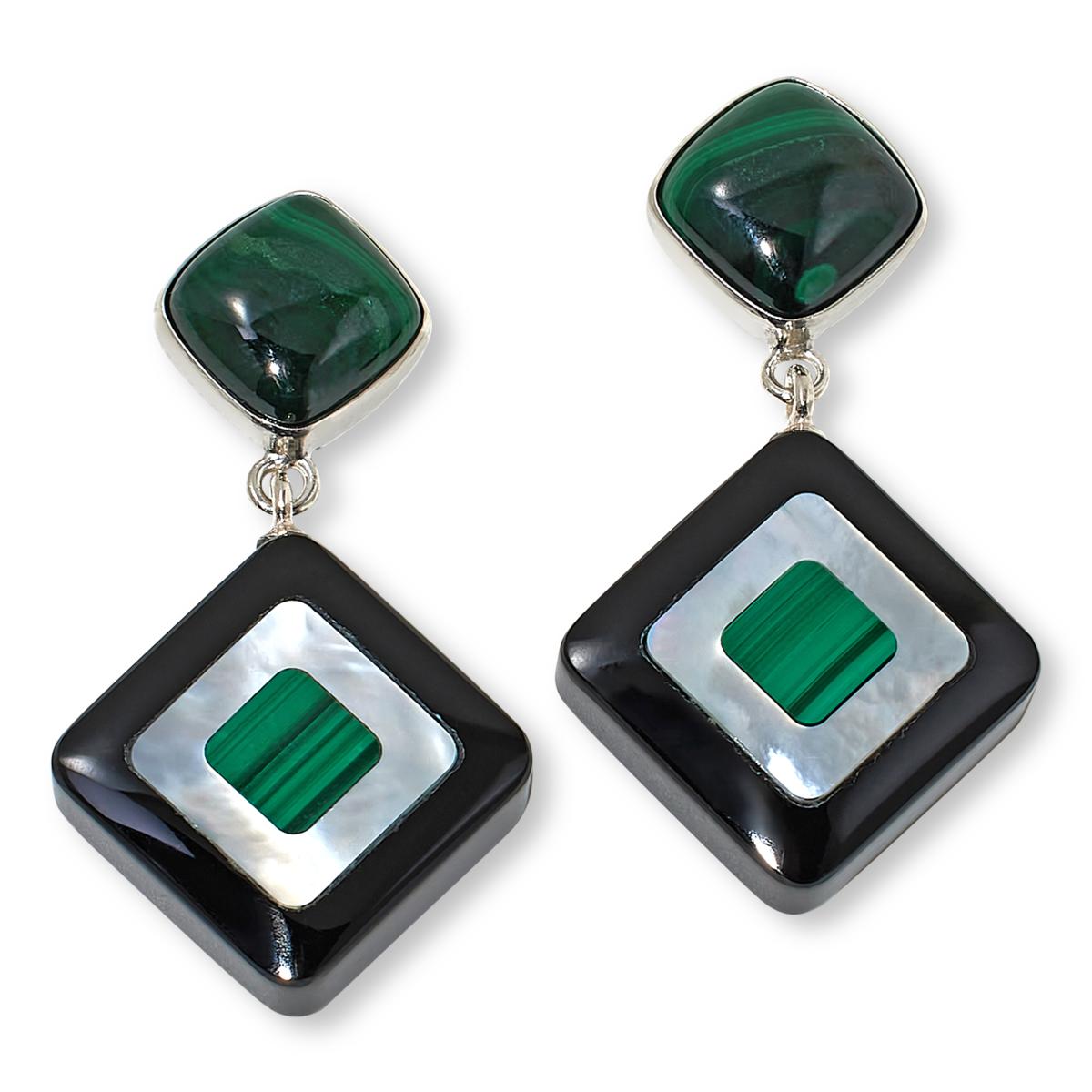 Jay King Sterling Silver Multigemstone Inlay Drop Earrings - 23382748 | HSN