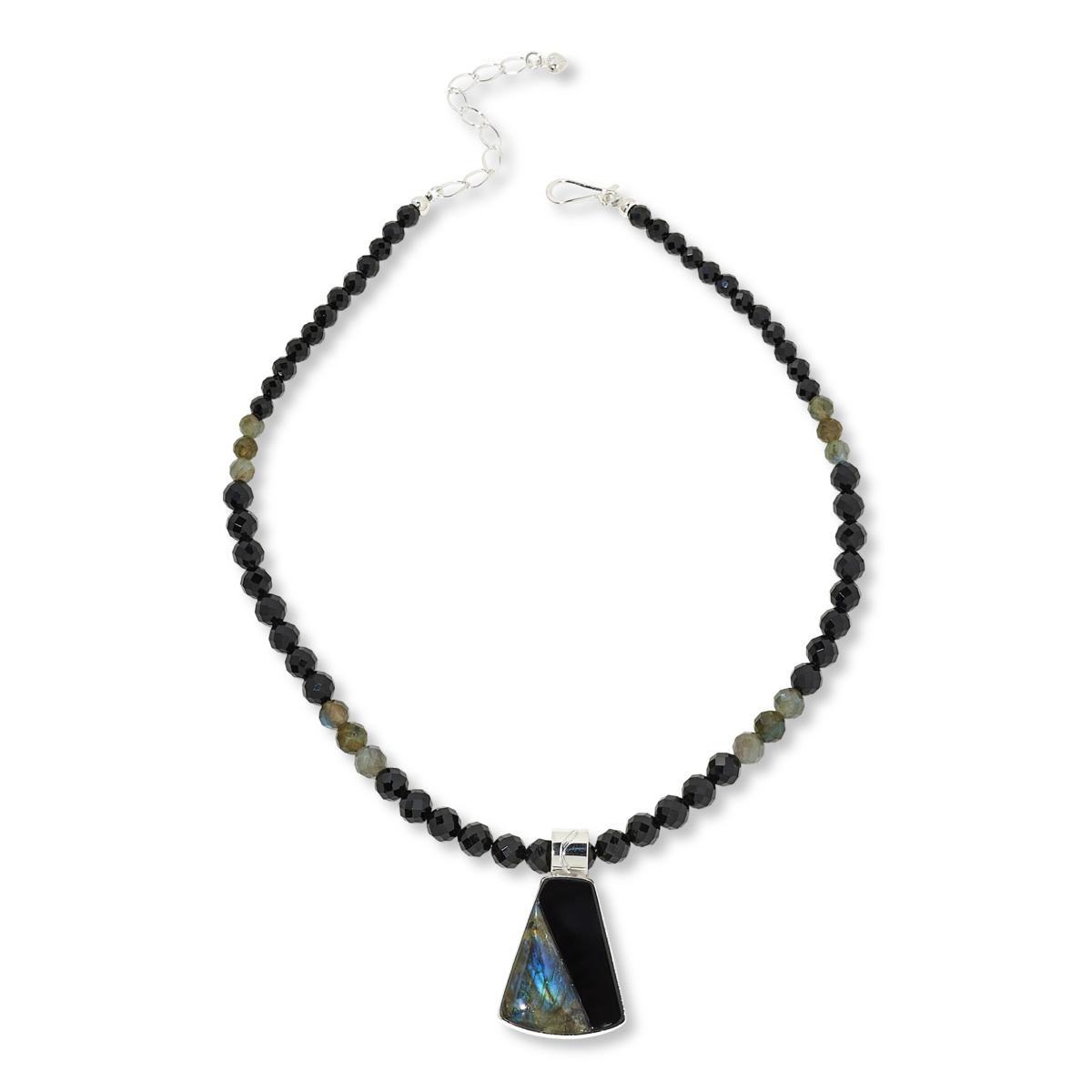 "As Is" Jay King Black Chalcedony & Labradorite Inlay Pendant Necklace ...