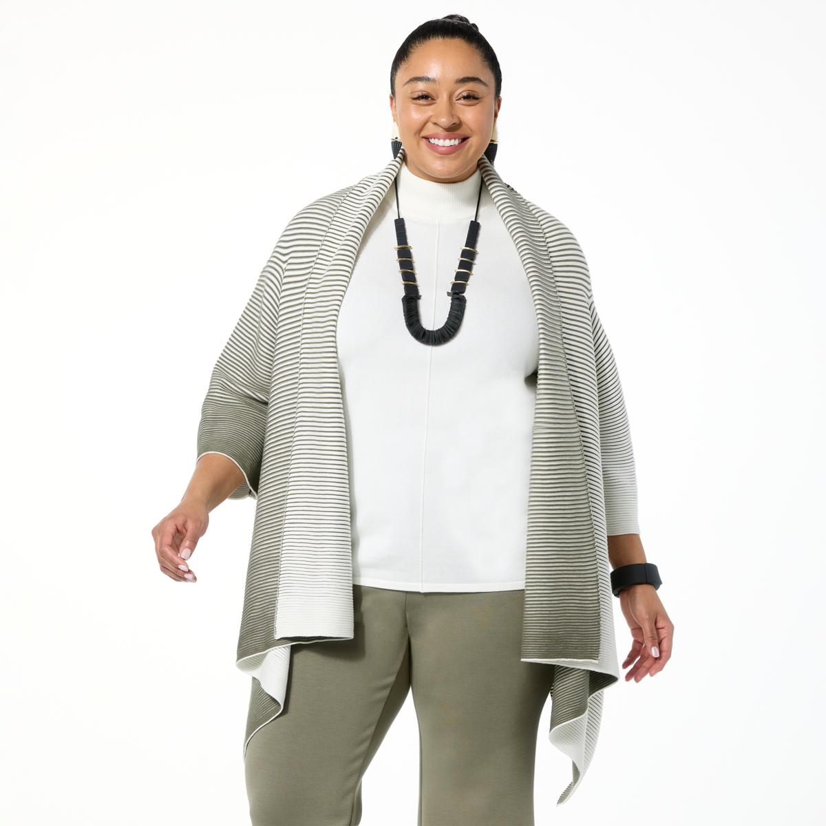 WynneLayers Textured Knit Striped Cardigan | HSN