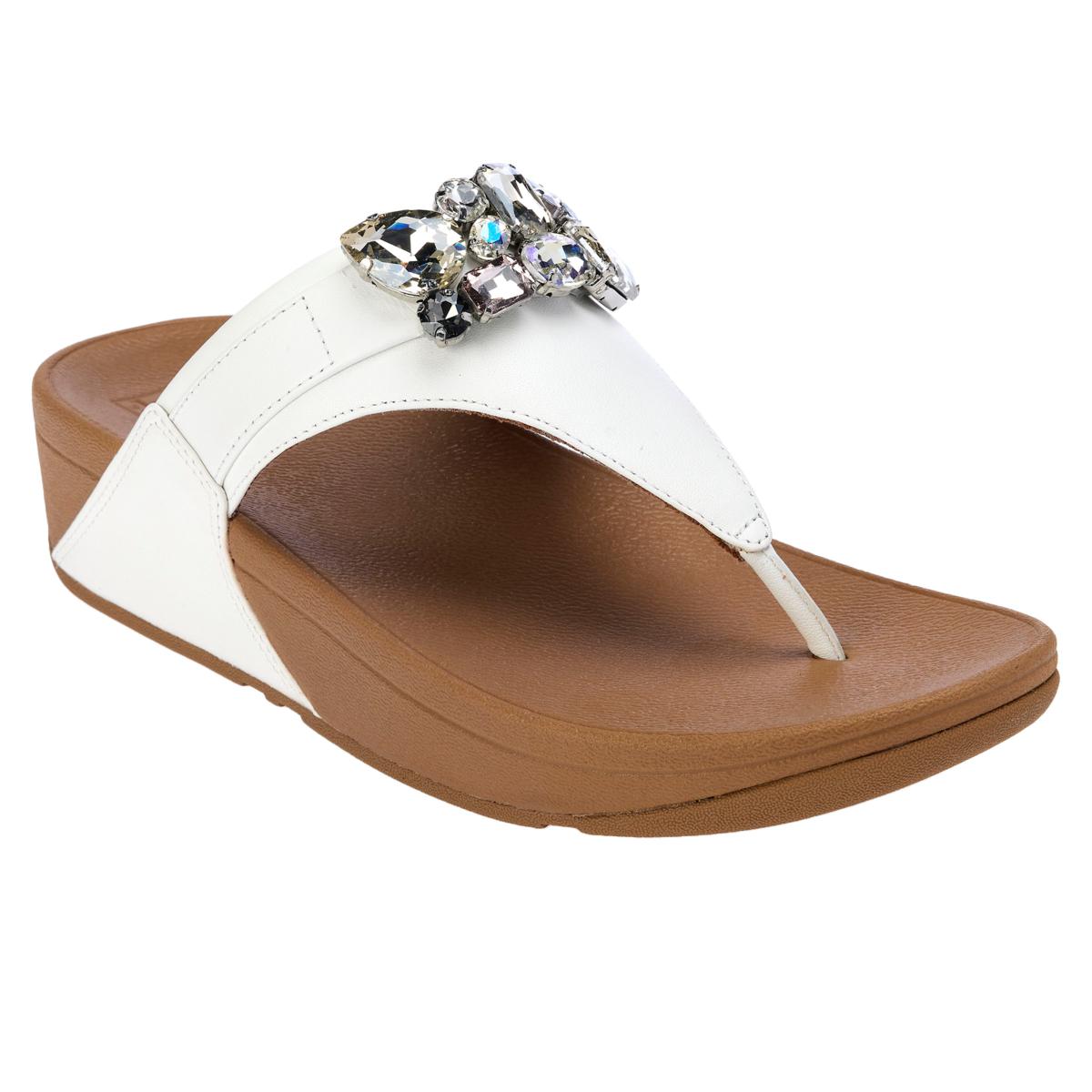 FitFlop Lulu Jewel-Deluxe Leather Toe-Post Sandals | HSN