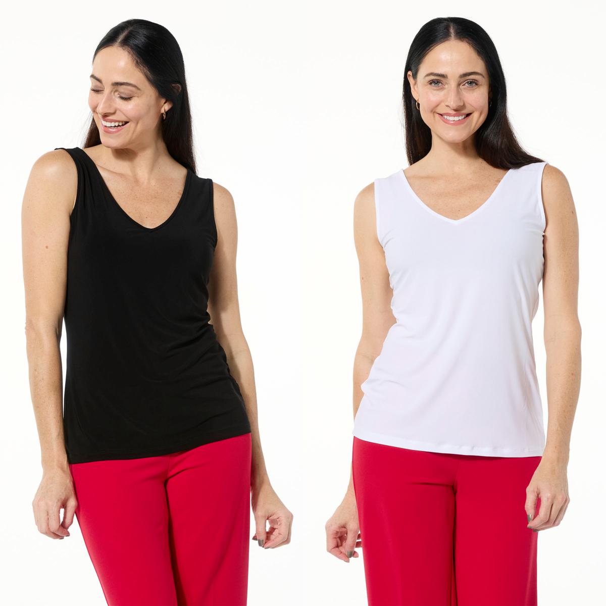 IMAN Global Chic 2-pack of Reversible Solid Stretch Knit Tank Tops | HSN